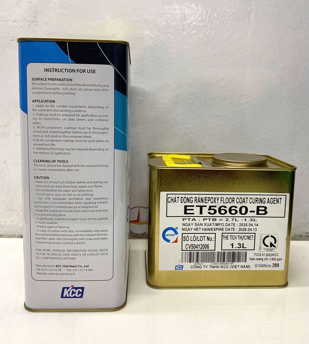 Sơn sàn bê tông epoxy KCC ET5660 Base C màu đỏ 2263 _4L/Bộ